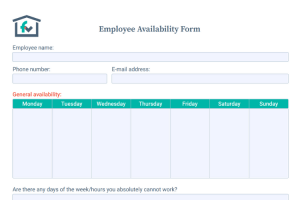 Policies Procedures Availability Form Template - FirstVisit Software